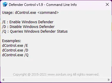 Sordum Defender Control Defender Control ToutLibre.com